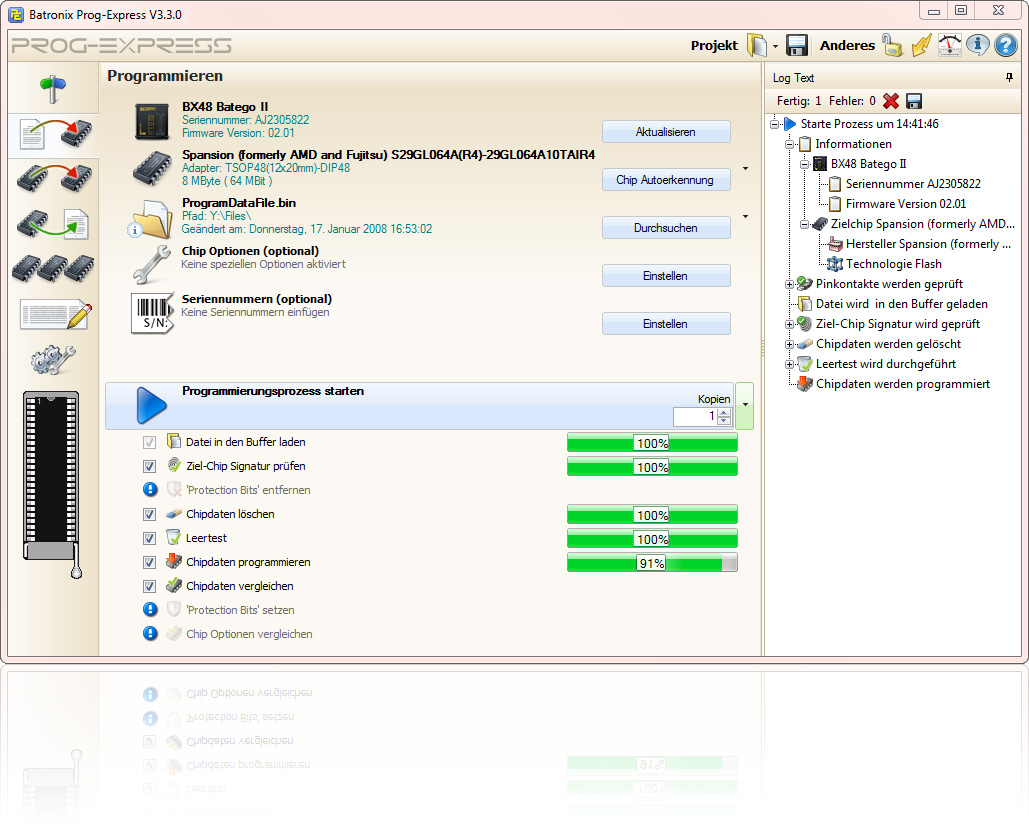 Prog-Express: Ansteuerungssoftware für die Batronix USB Programmiergeräte
